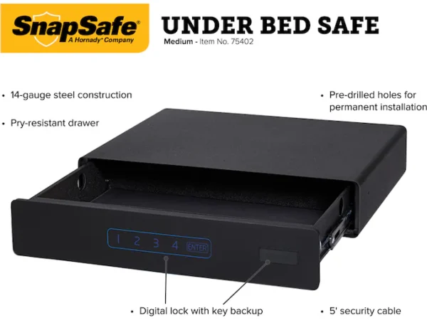 SnapSafe Under Bed Safe with Electronic Lock | SAFESHOT VAULTS